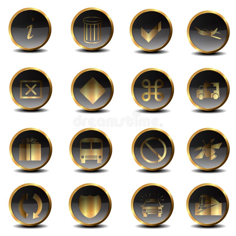 Set of golden icons stock illustration. Illustration of golden - 28883987