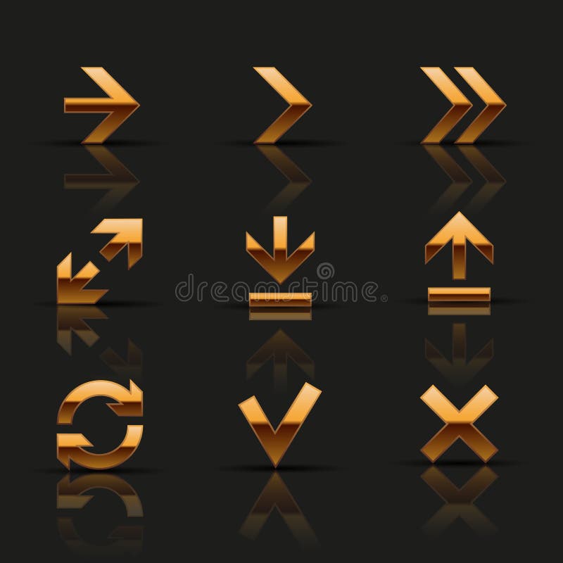 Golden web icons set stock vector. Illustration of shadow - 42948983