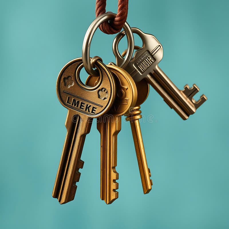 A Set of Golden Keys Hanging from a Rusty Keyring Stock Illustration ...