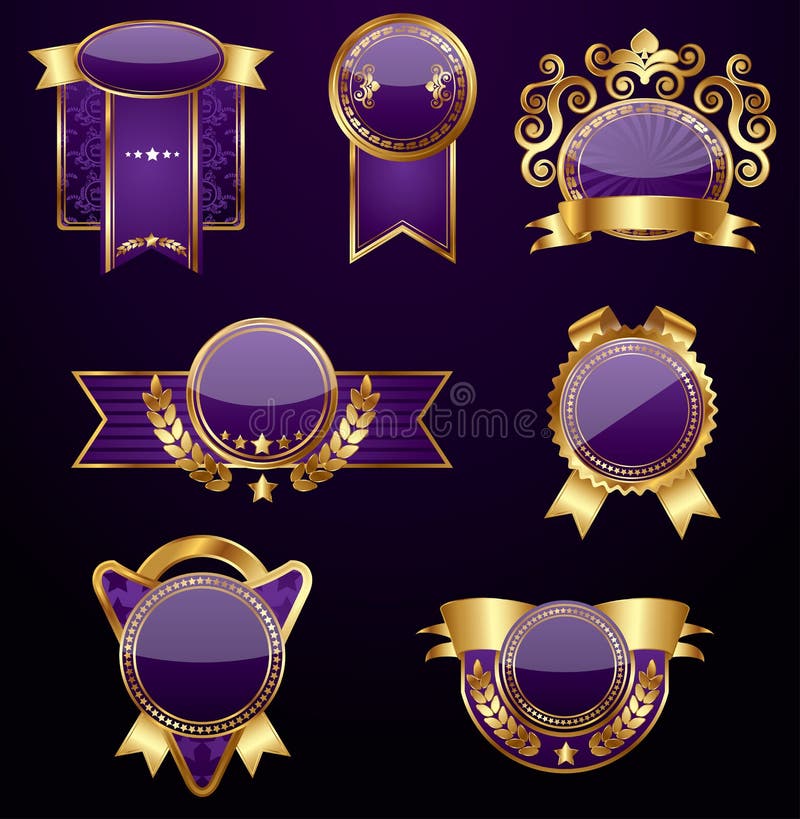 Vector Set of Golden Labels Stock Vector - Illustration of noble ...