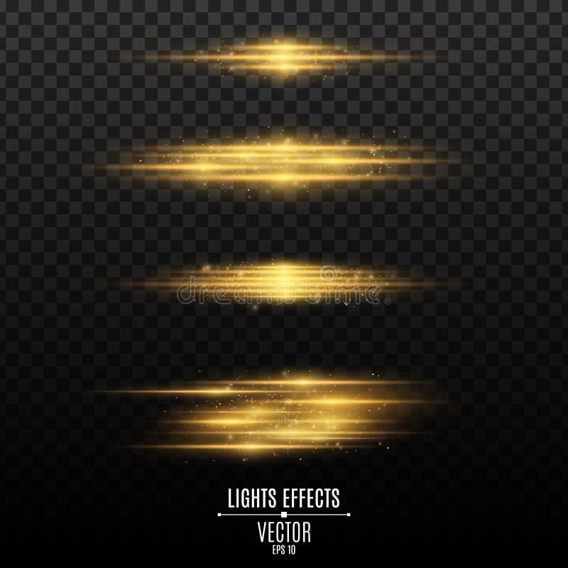 Set of Golden Light Effects on a Transparent Background. Flashes and ...