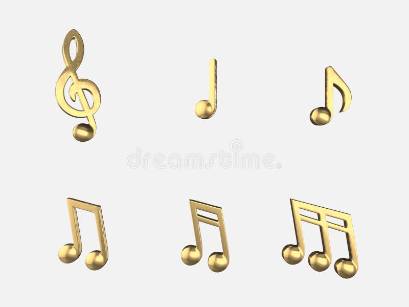 Set of Golden Music Notes , Isolate Objects . Stock Illustration ...