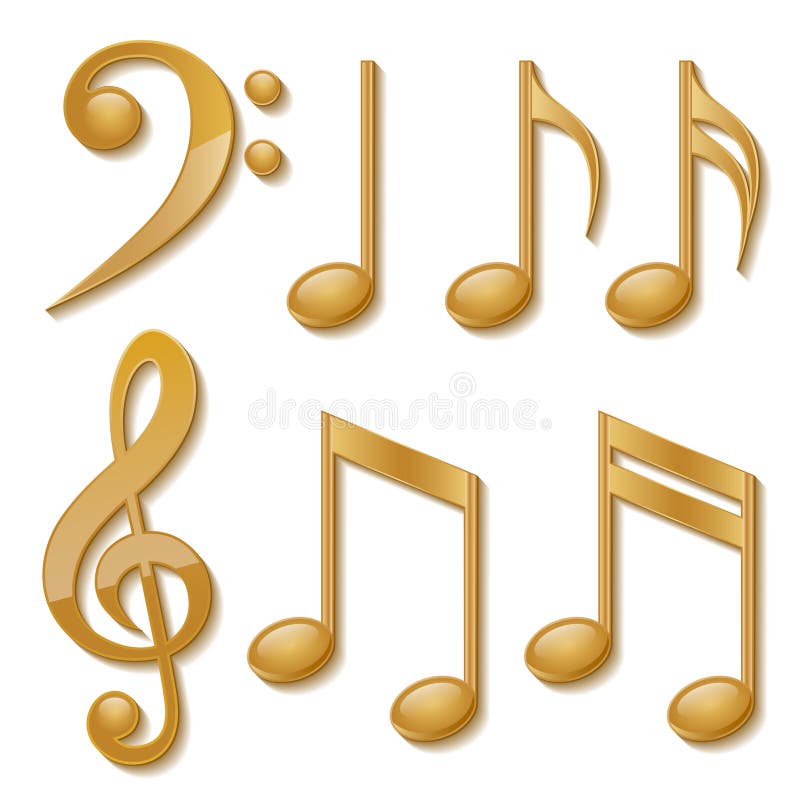 Set of Golden Musical Notes Stock Vector - Illustration of design ...