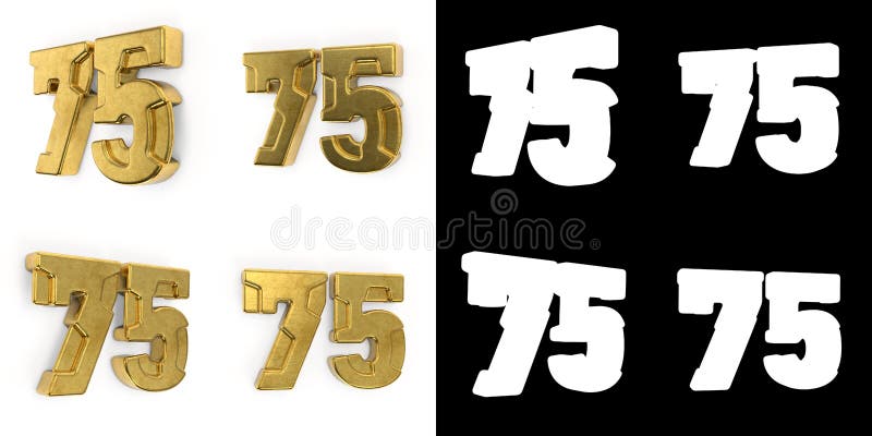 Set of Golden Number 75 Celebration Stock Illustration - Illustration ...