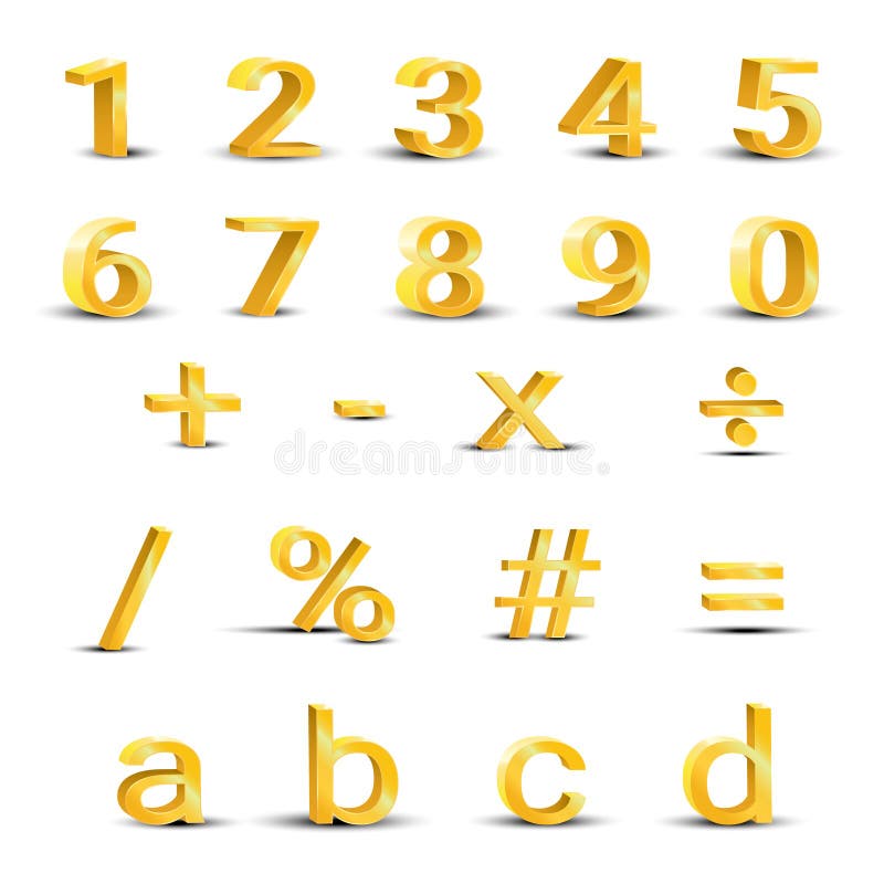 Set Of Shiny Golden Numbers Stock Vector - Illustration of diamond ...