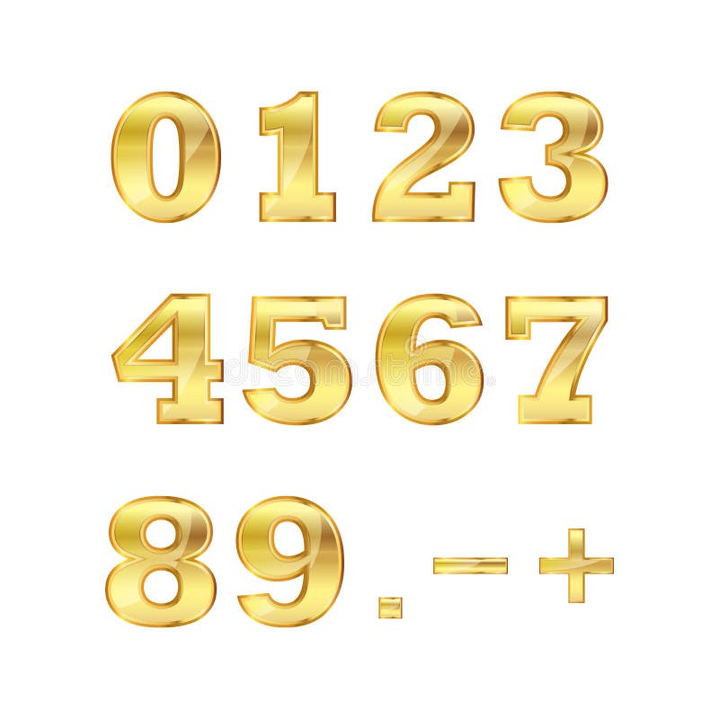 Set of Golden Numbers. Vector Illustration Stock Illustration ...