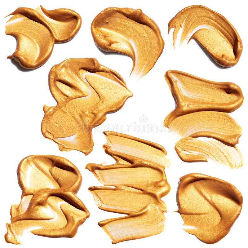 Set of Golden Paint Strokes Stock Image - Image of smudge, hobby: 219875145