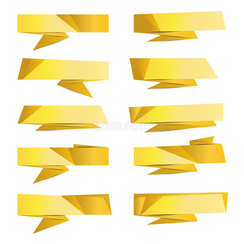 Set of Golden Paper Banners with Shadows Stock Vector - Illustration of ...