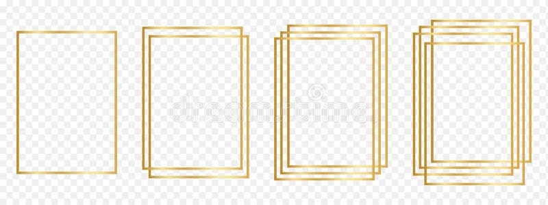 Set of Golden Rectangle Frames. Shiny Rectangular Borders, Glossy ...