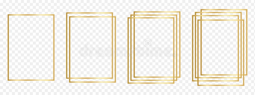 Set of Golden Rectangle Frames. Shiny Rectangular Borders, Glossy ...