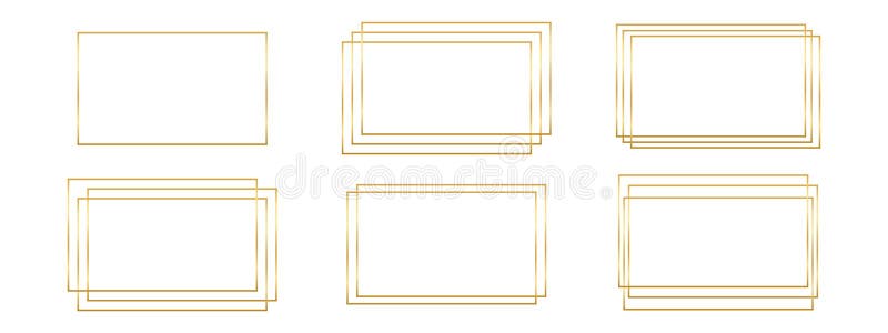Set of Golden Rectangle Frames. Shiny Rectangular Borders, Glowy ...