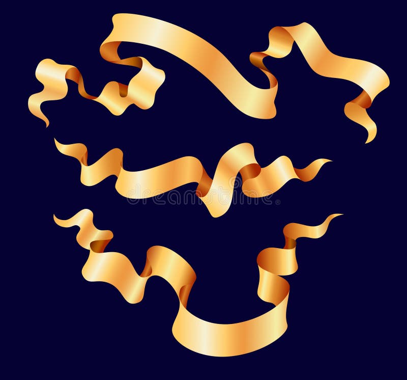 Set of golden ribbons stock vector. Illustration of flourishes - 16758012