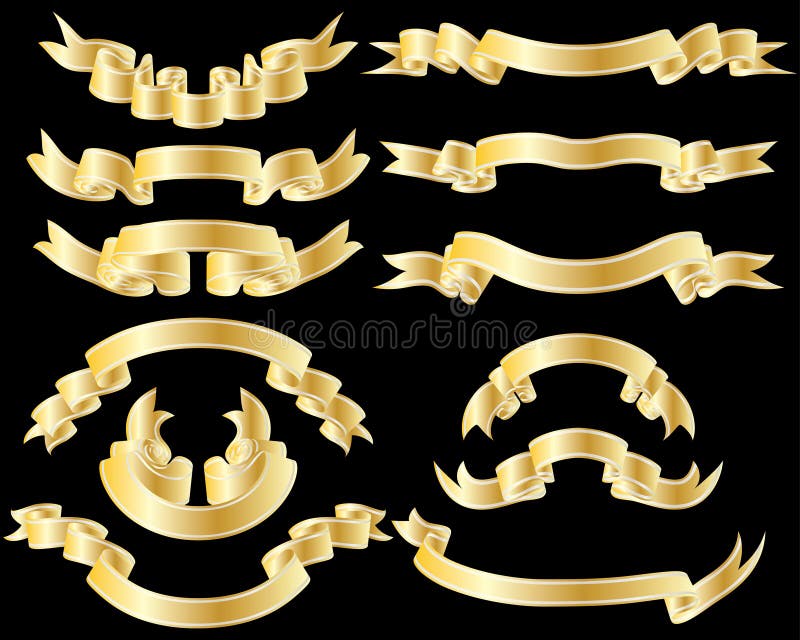 Set of golden ribbons stock vector. Illustration of frames - 7942451
