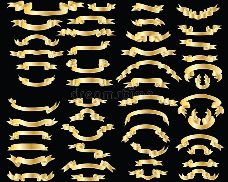 Set of golden ribbons stock vector. Illustration of collection - 8827712