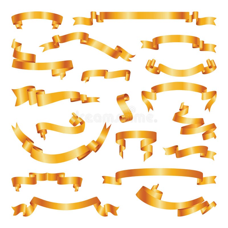Set of Golden Ribbons. Collection of Gold Banner Stock Vector ...