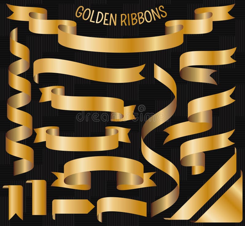 Set of golden ribbons stock vector. Illustration of greeting - 68281131