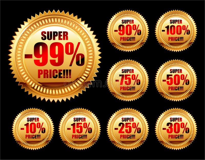 Set of golden sale tags stock vector. Illustration of golden - 16127737