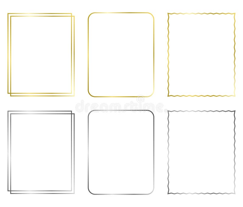 Set of Golden and Silver Frames Stock Vector - Illustration of shiny, round: 277128747