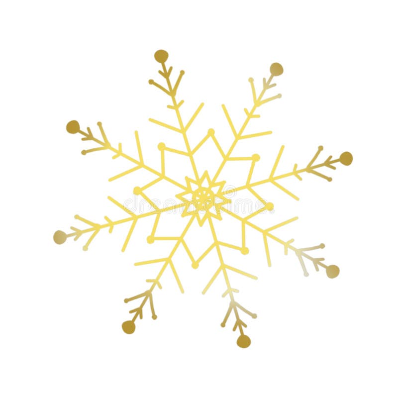 Set of Golden Snowflakes. Christmas Digital Design, Hand-drawing Stock ...