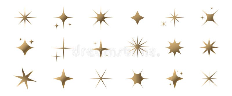 Set of golden stars. stock vector. Illustration of flash - 259286961