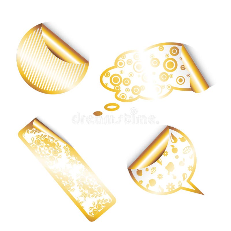 Set of Golden Stickers with Pattern. Stock Vector - Illustration of ...