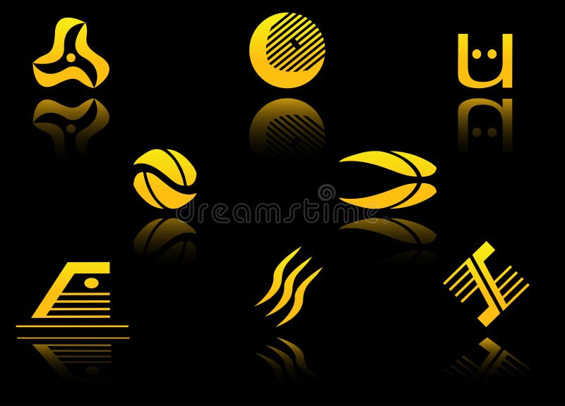 Set of golden symbols stock vector. Illustration of ellipse - 8686287