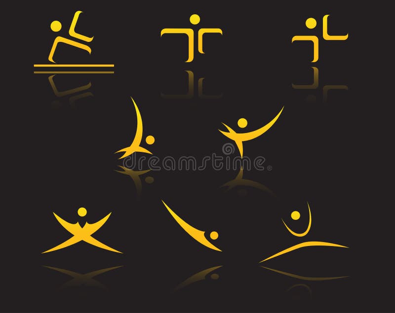 Set of golden symbols stock vector. Illustration of reflection - 8743140