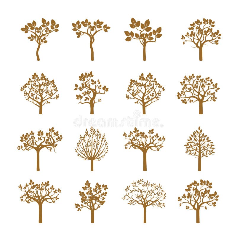 Set of Golden Trees. stock vector. Illustration of forest - 85991980
