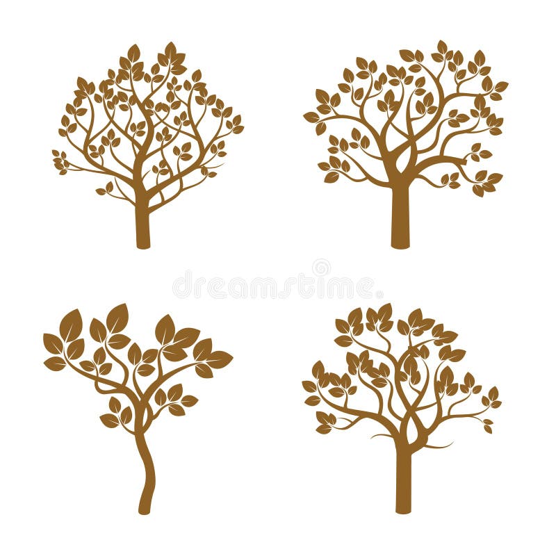 Set of Golden Trees. Vector Illustration. Stock Illustration ...