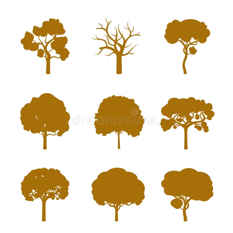 Set of Golden Trees. stock vector. Illustration of forest - 85991980