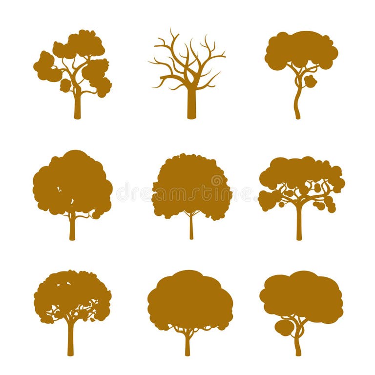 Set of Golden Trees. Vector Illustration. Stock Illustration ...