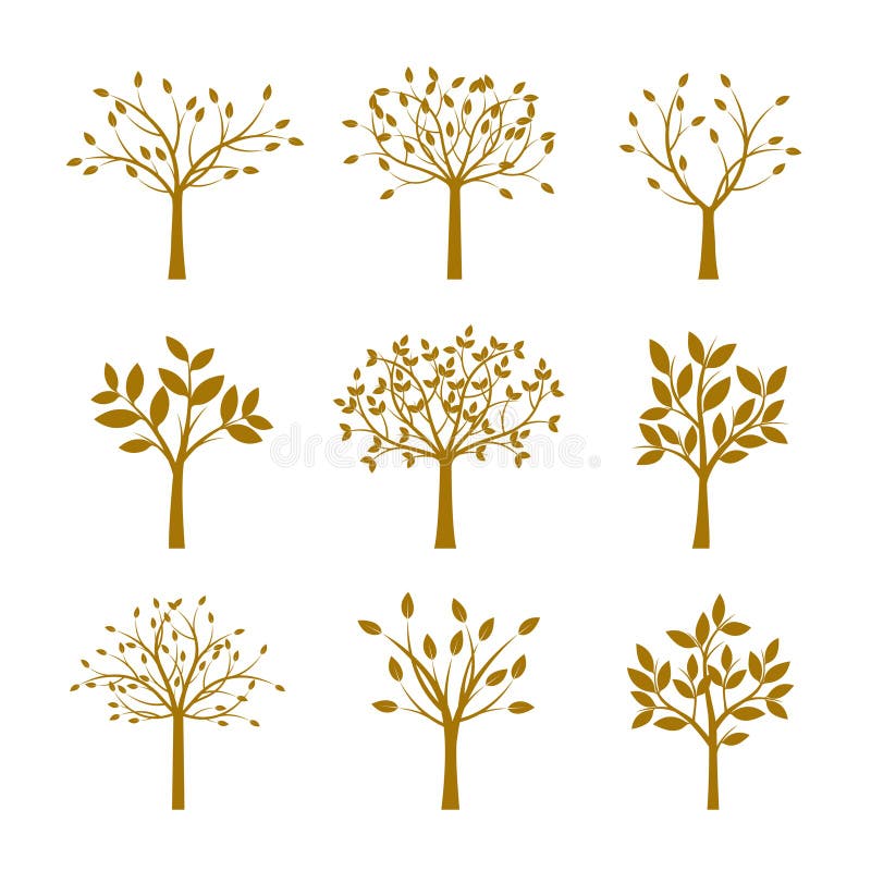Set of Golden Trees. stock vector. Illustration of forest - 85991980