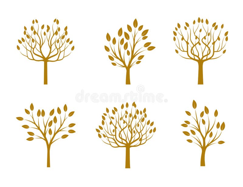 Set of Golden Trees. stock vector. Illustration of forest - 85991980