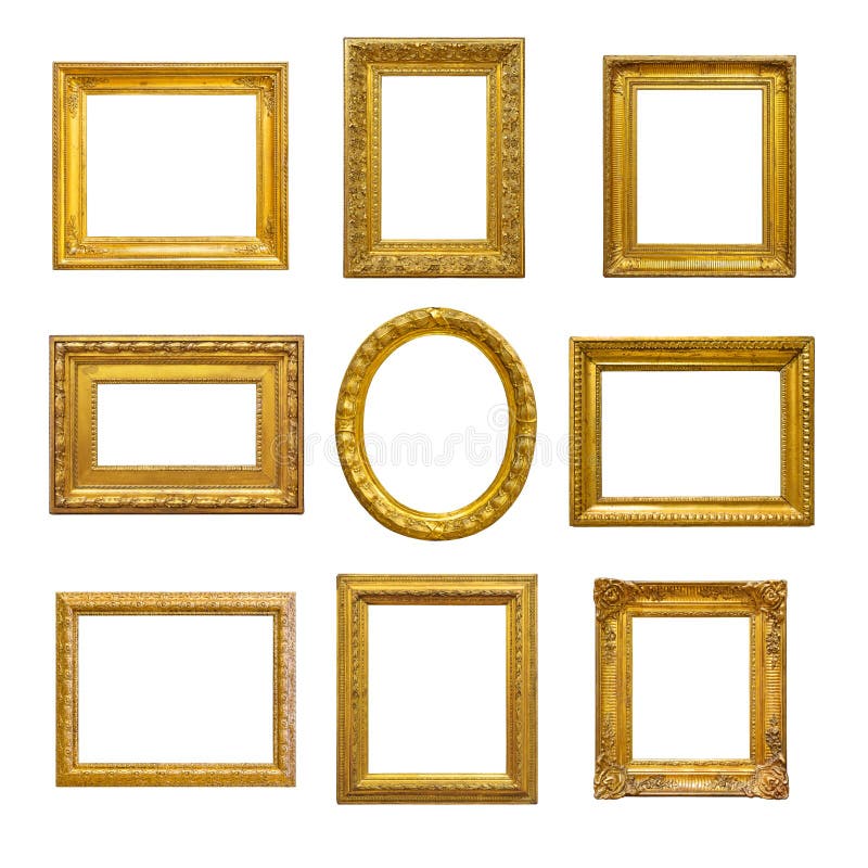 Set of Golden Vintage Frame Stock Image - Image of gold, round: 53999731