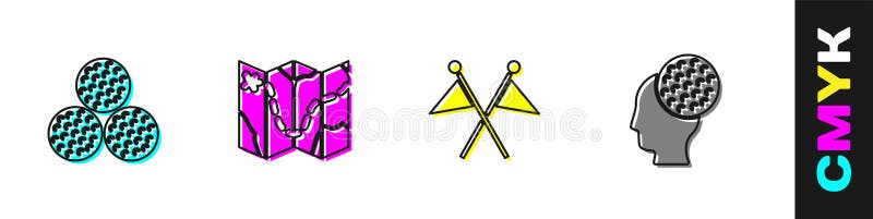 Set Golf Ball Course Layout Flag And Icon Vector Stock Vector