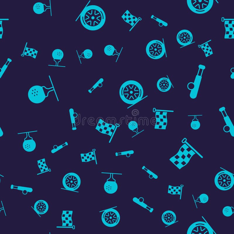 Set Golf Ball on Tee, Baseball Bat with, Car Wheel and Checkered Flag ...