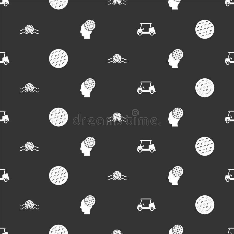 Set Golf Car, Ball, in Water and on Seamless Pattern. Vector Stock ...