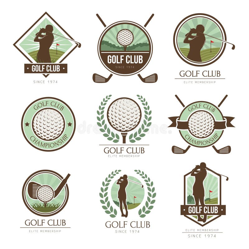 Set of Golf Club Logo Element Icons. Vector Illustration Decorative ...