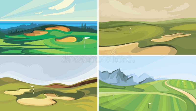 Set of golf courses stock illustration. Illustration of golf - 191513143