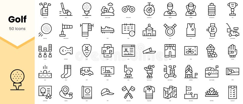 Set of Golf Icons. Simple Line Art Style Icons Pack Stock Vector ...