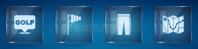 Set Golf Label, Flag, Pants and Course Layout. Square Glass Panels ...