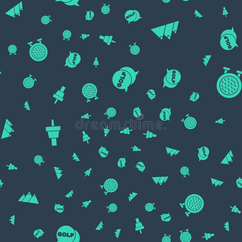 Set Golf Label, Mountains, Tee and Sport Club on Seamless Pattern ...