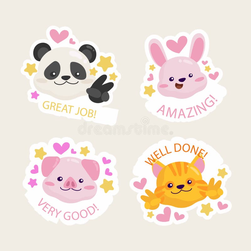 Set of Good Job and Great Job Stickers Vector Illustration. Stock ...