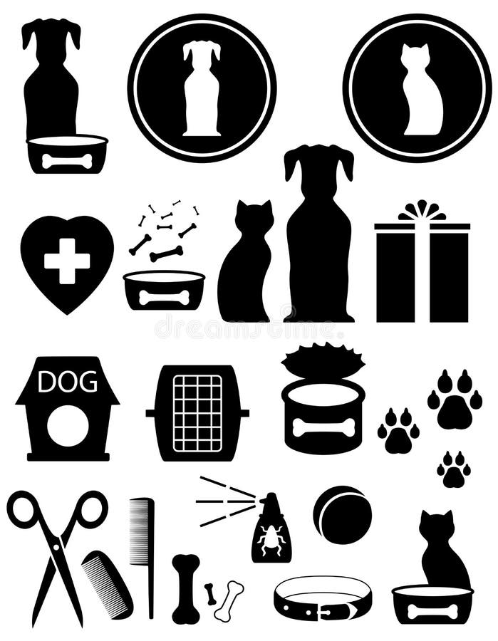 Pets icons set stock vector. Illustration of footprint - 33019672
