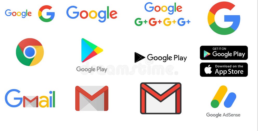 Set of google gmail logos editorial photography. Illustration of form ...