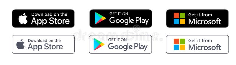 Set of Google Play Store, Apple App Store and Microsoft Store Badges ... Set of Google Play Store, Apple App Store and Microsoft Store Badges ...
