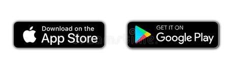 Set of Google Play Store, Apple App Store and Microsoft Store Badges ...