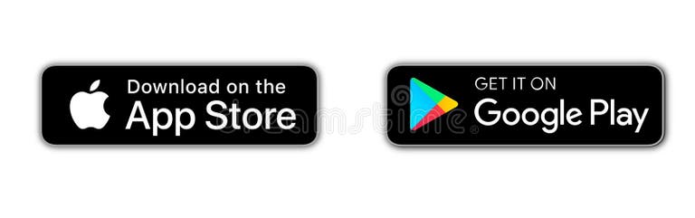 Set of Google Play Store, Apple App Store and Microsoft Store Badges ...