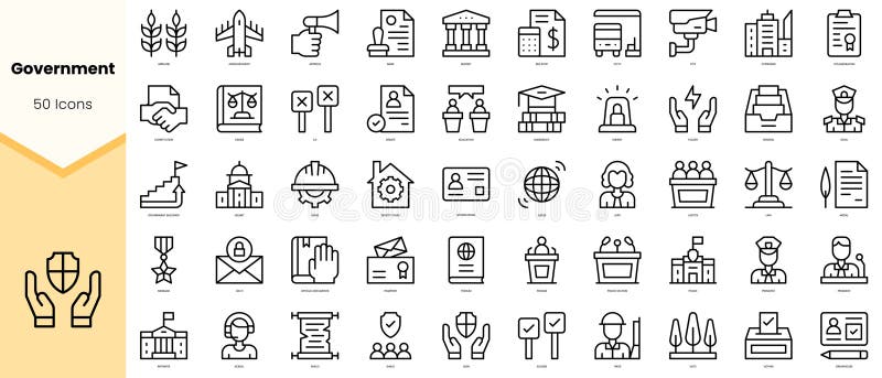 Set of Government Icons. Simple Line Art Style Icons Pack Stock Vector ...