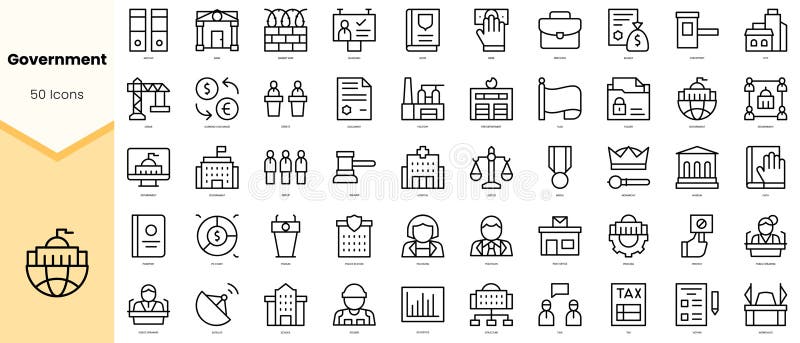 Set of Government Icons. Simple Line Art Style Icons Pack Stock Vector ...